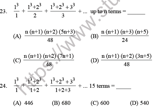 JEE Mathematics Sequence and Series MCQs Set B with Answers